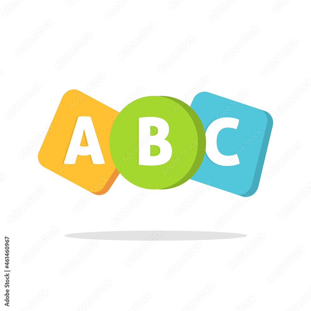 Abc english letters logo or learning school courses icon for kids or ...