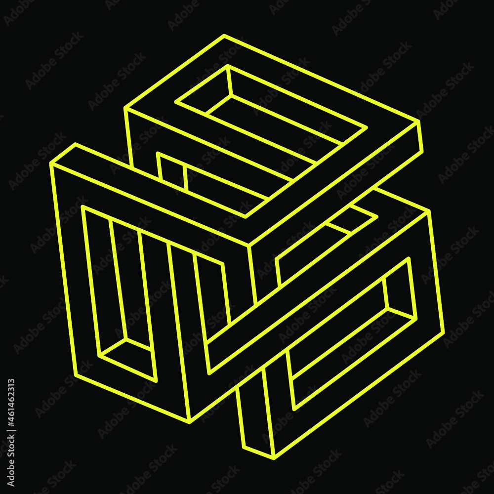 Impossible optical illusion shapes. Optical art object. Impossible ...