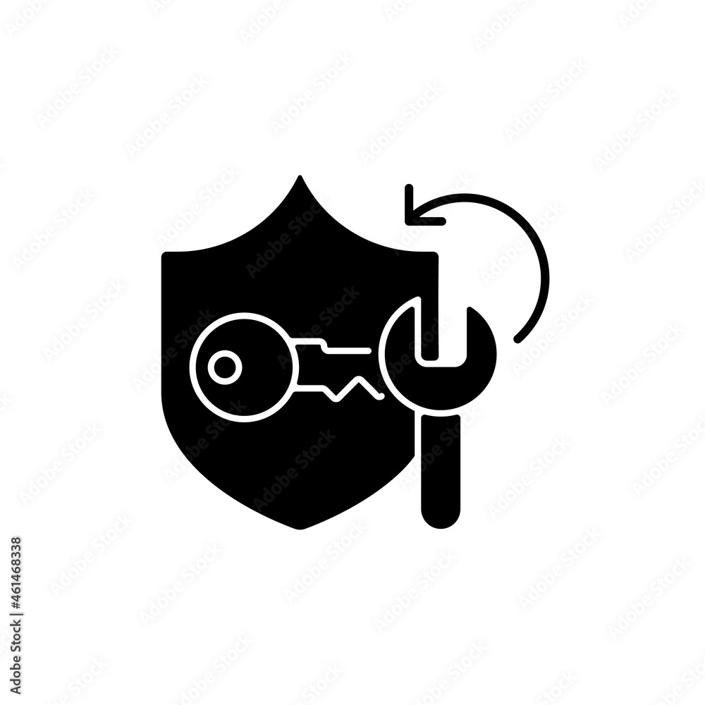 Password cracking black glyph icon. Safeguard protection. Cracker app ...