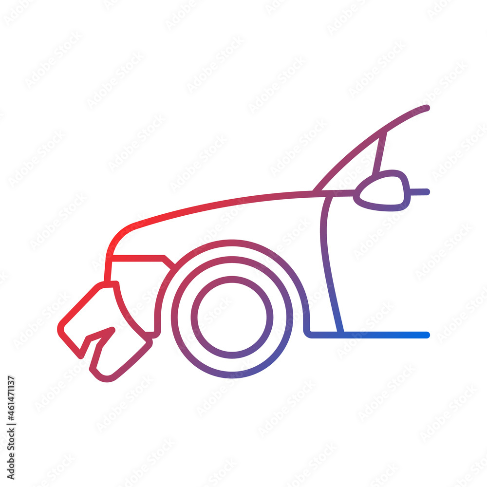 Broken bumper gradient linear vector icon. Visible external damage ...