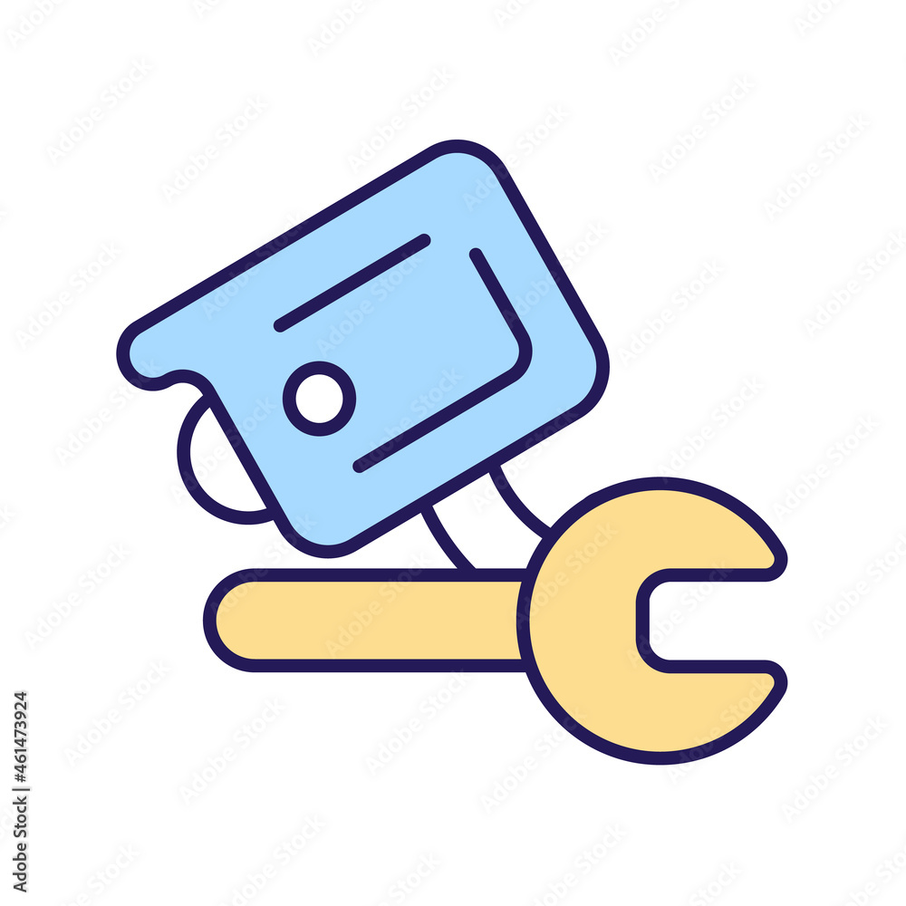 Security system repair RGB color icon. Maintain and fix service ...