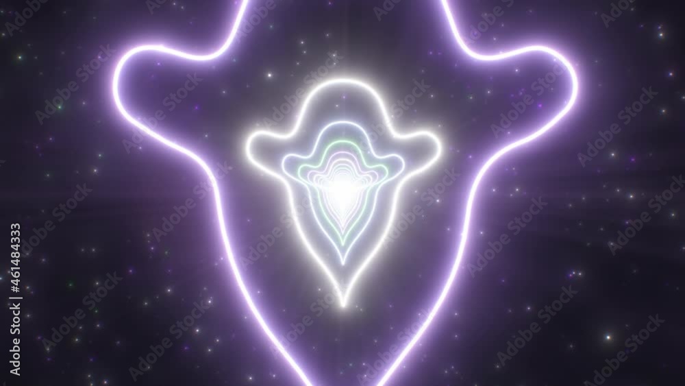 Scary Ghost Outline Shape Spooky Halloween Neon Light Tunnel Dark Sky ...