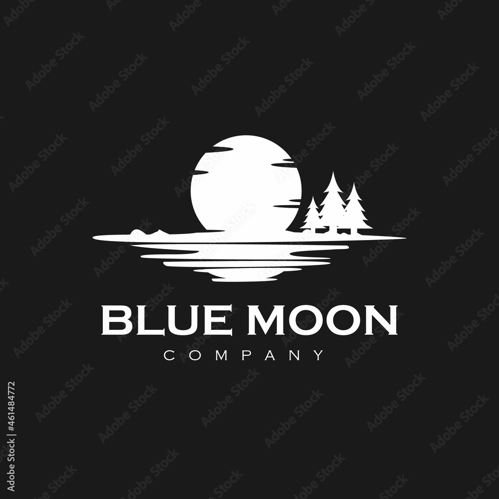 Classic Vintage Hipster Moon Silhouette Logo Design Outdoor ...