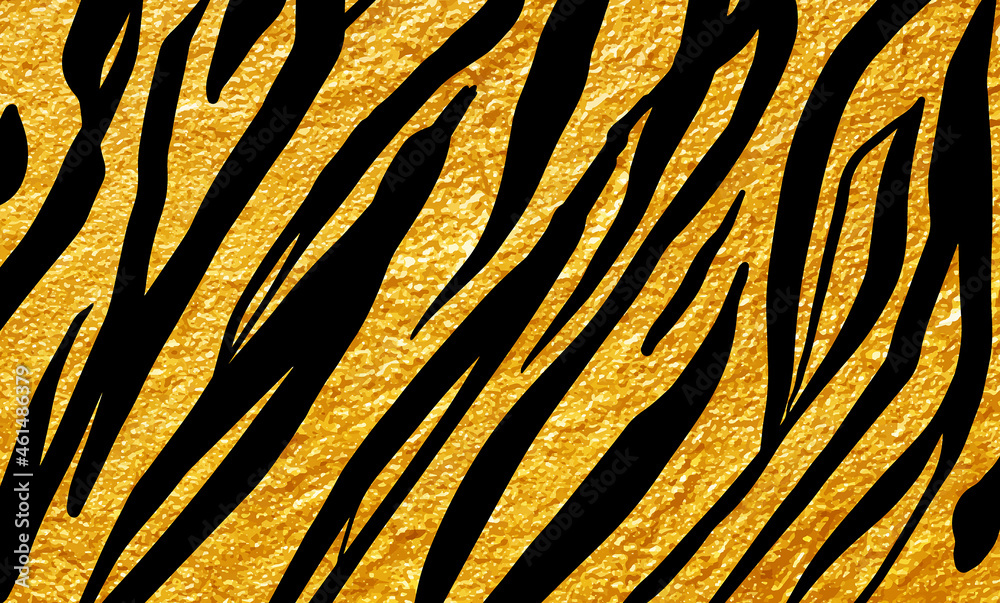 Tiger pattern. Tiger texture on gold background. Stock Vector | Adobe Stock