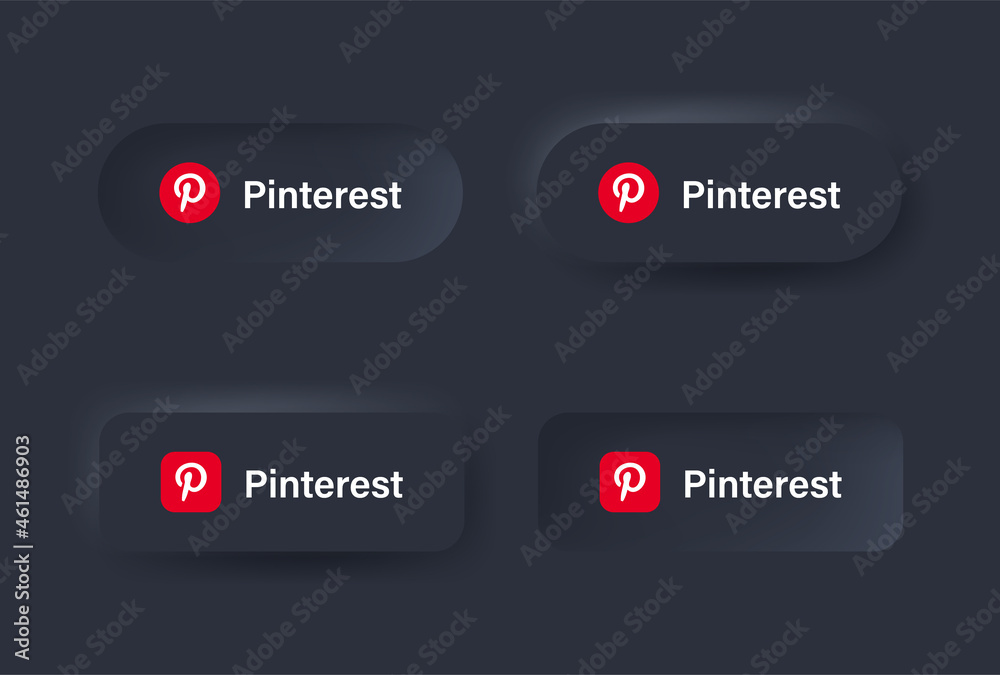 Vetor de Pinterest logo - pinterest icon in black neumorphism buttons ...