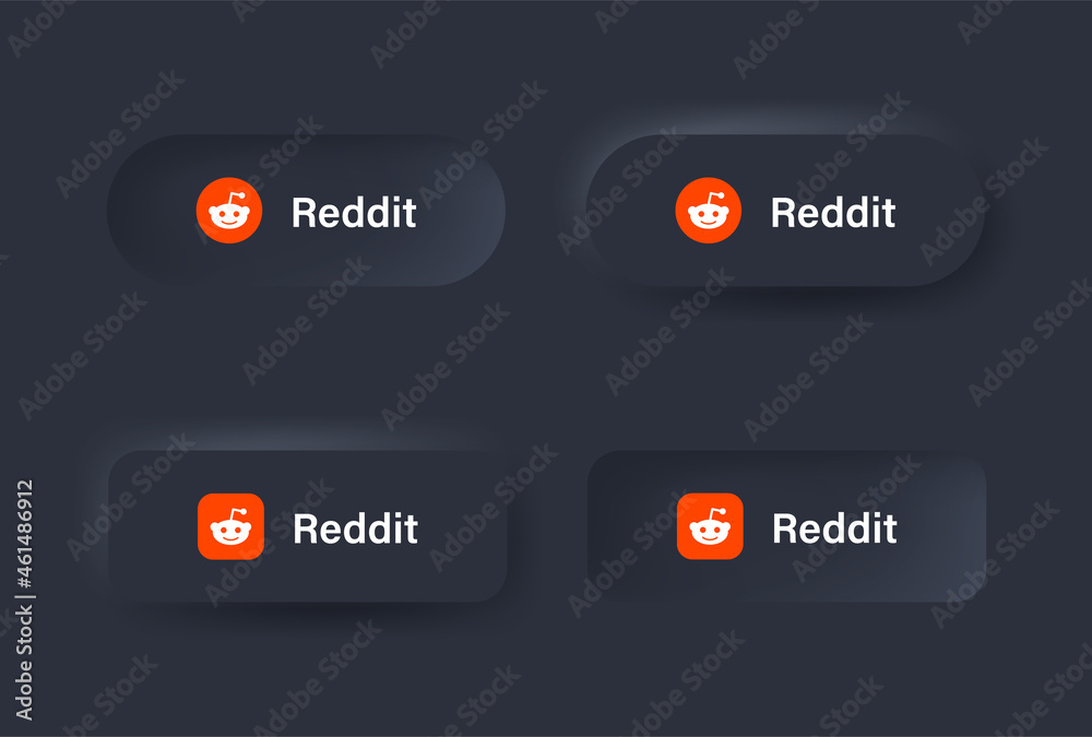 Reddit logo - reddit icon in black neumorphism buttons for social media ...