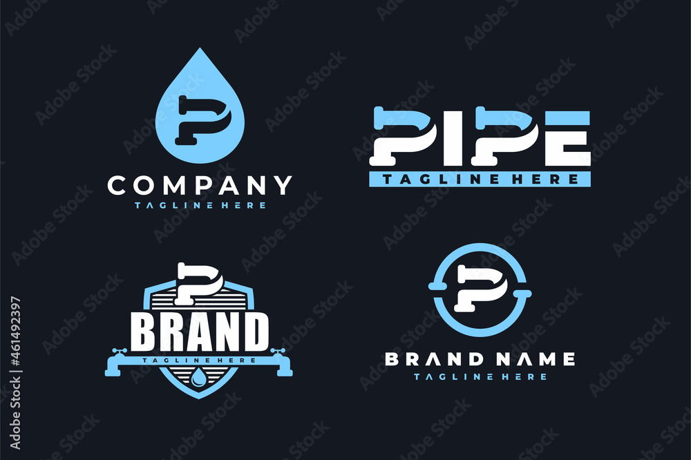 letter P pipe bundle set logo Stock Vector | Adobe Stock