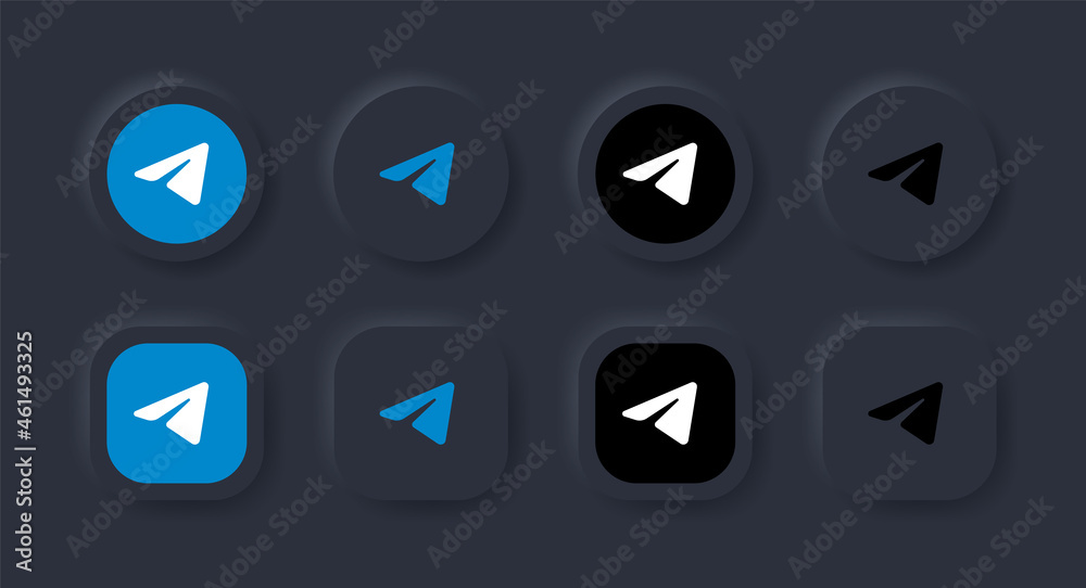 Vetor de Telegram logo - telegram icon in black neumorphism buttons for ...