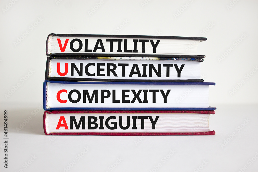 VUCA volatility, uncertainty, complexity, ambiguity symbol. Words 'VUCA ...