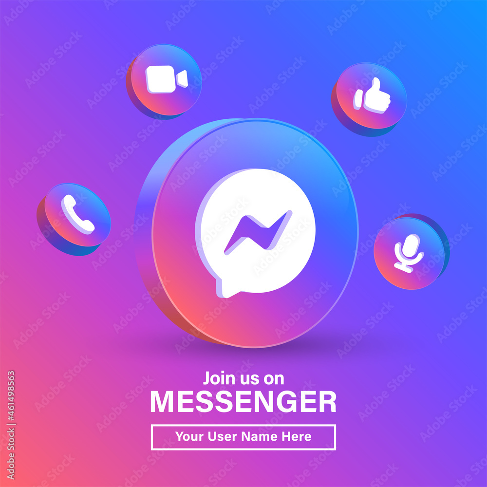 Vektorová grafika „join us on messenger for social media icons banner ...
