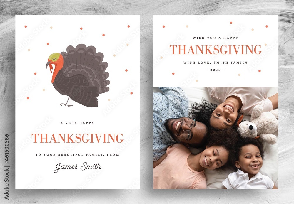 Minimal Thanksgiving Greetings Card Flyer Layout with Photo Placeholder ...