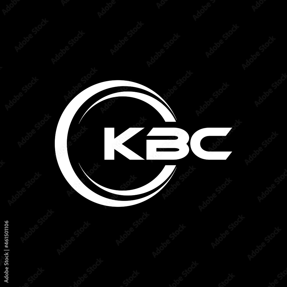 Vetor do Stock: KBC letter logo design with black background in ...