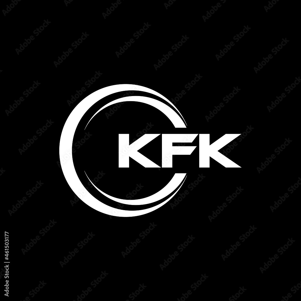 KFK letter logo design with black background in illustrator, vector ...