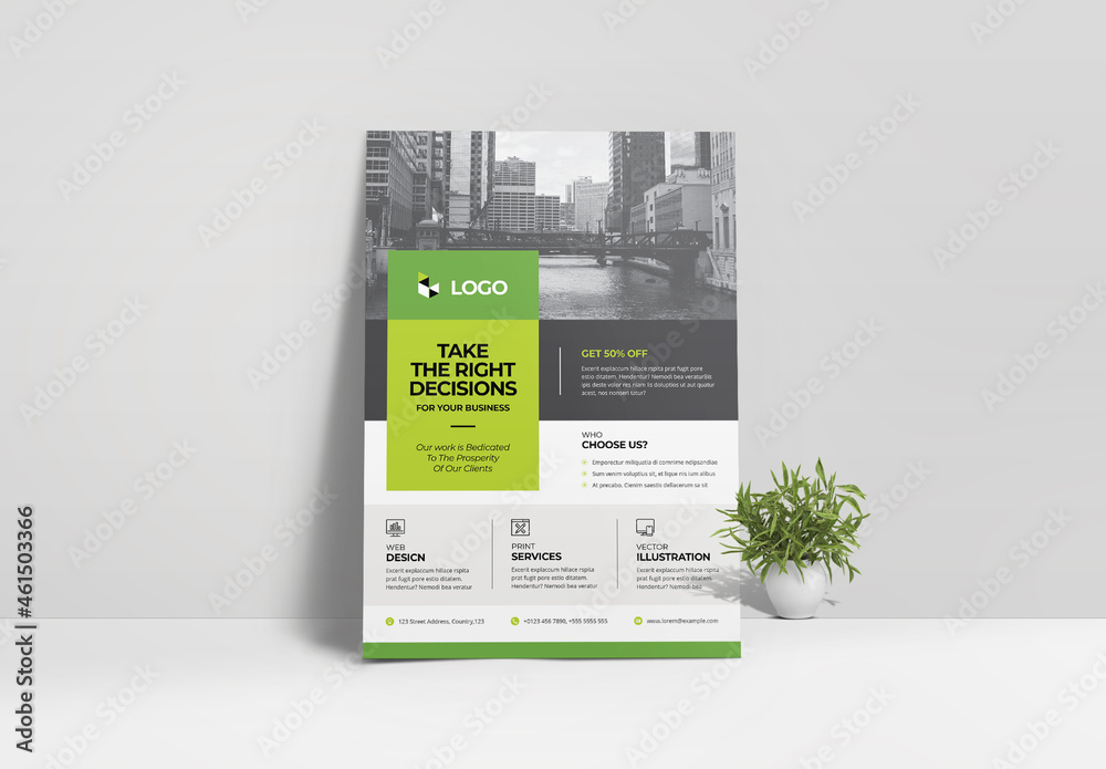 Green Flyer Layout Stock Template | Adobe Stock