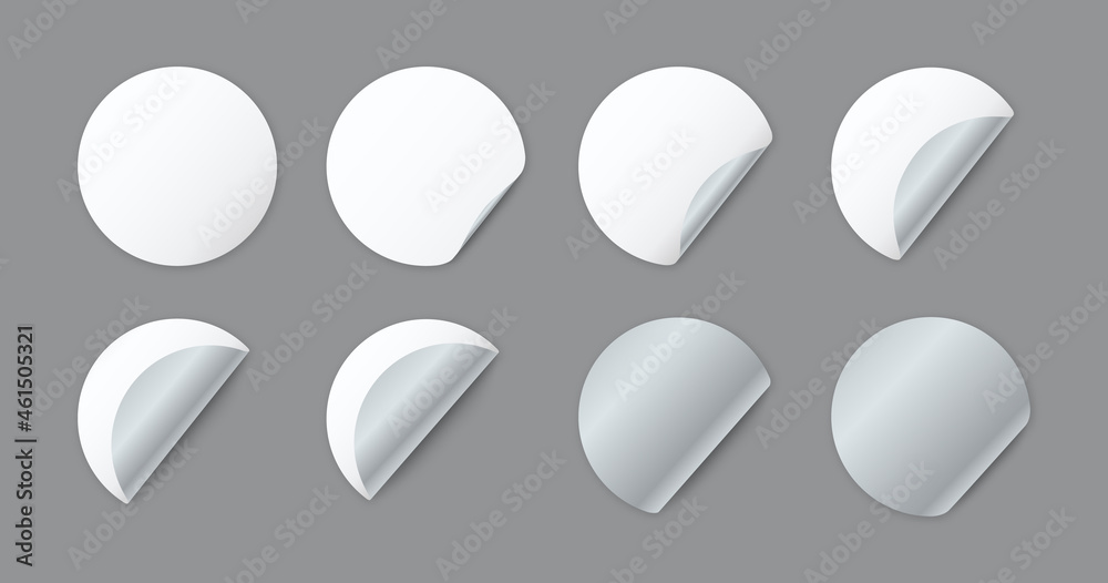 Blank white round paper sheets with curled corner Stock Vector | Adobe ...