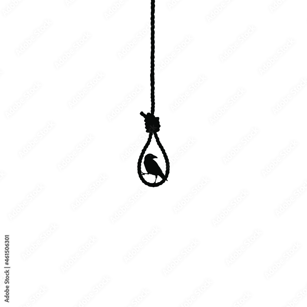 Gallows (Hanging Rope) and Crow Silhouette. Dramatic, Creepy, Horror ...