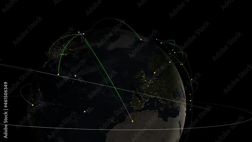 PNG Alpha.Globe Earth satellites and paths.World.Global connection.5D ...