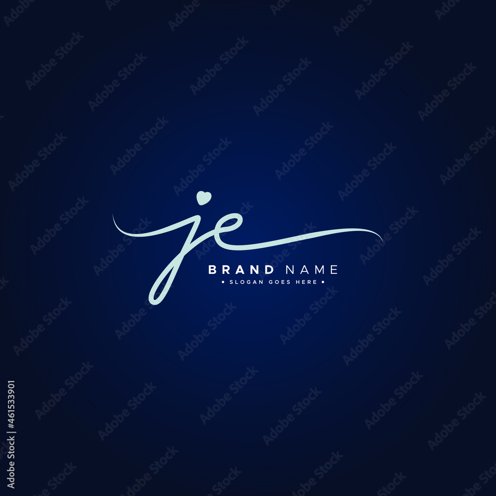 Initial Letter JE Logo - Handwritten Signature Logo Stock Vector ...
