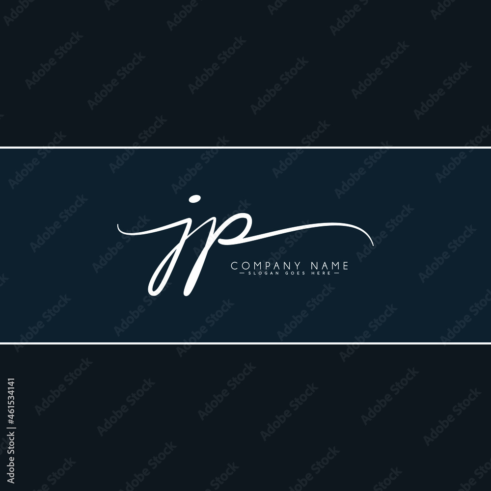 Initial Letter JP Logo - Handwritten Signature Logo Stock Vector ...