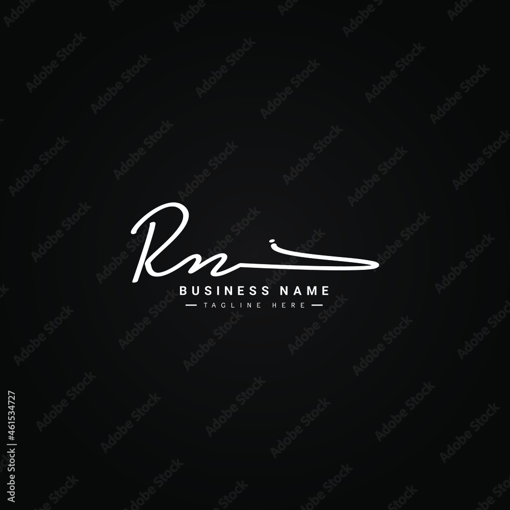 Initial Letter RN Logo - Hand Drawn Signature Logo Stock Vector | Adobe ...