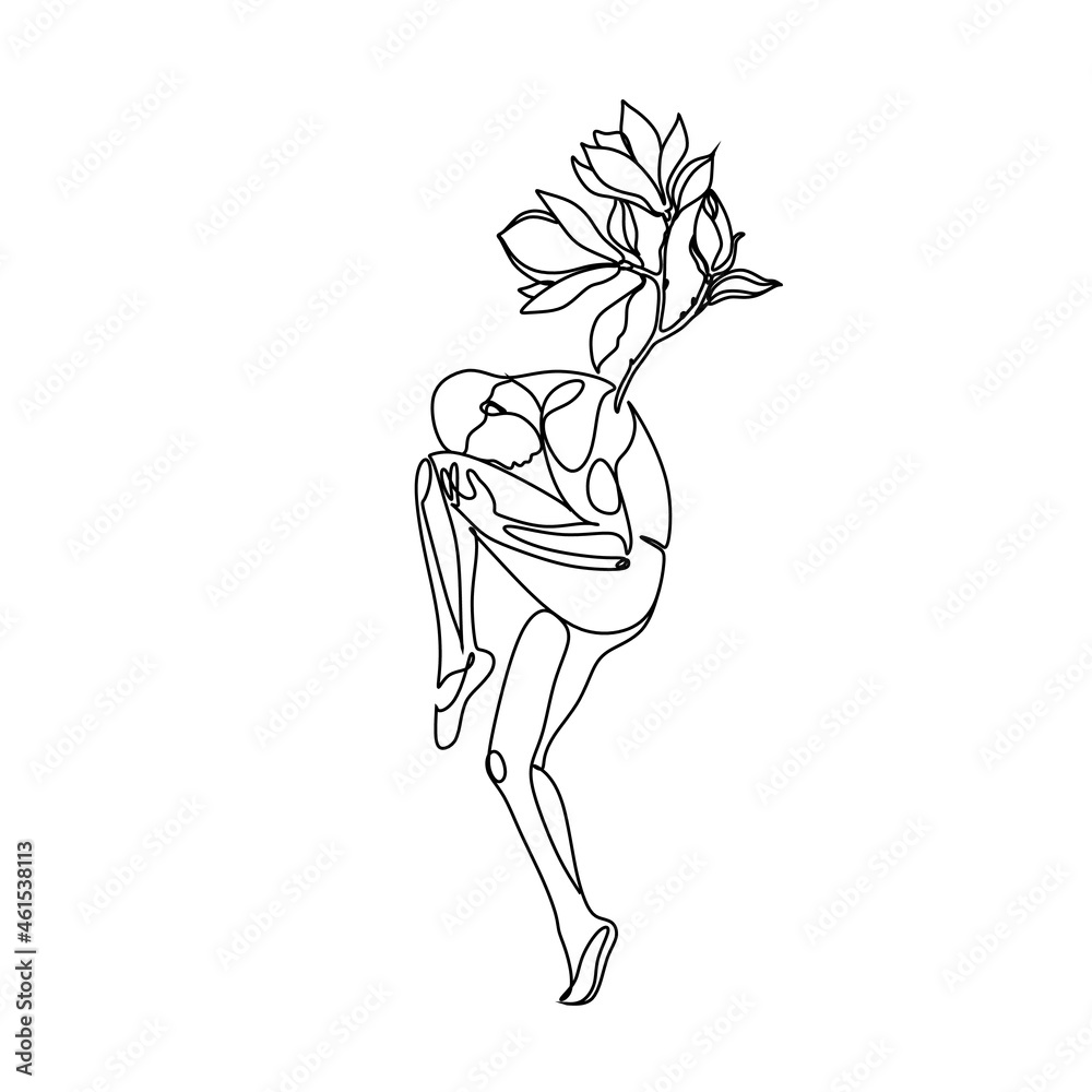 Modern ballet style male dancer performs on high lighted stage line ...