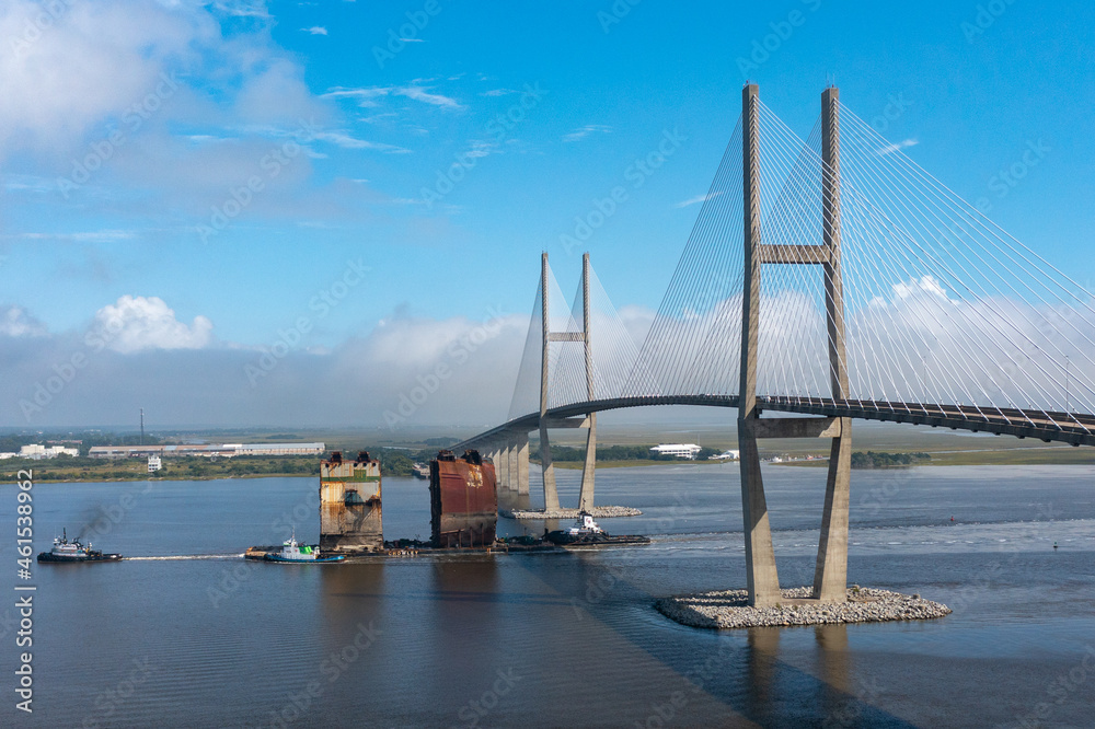 Brunswick, GA USA - October 27 2021: 2 pieces of the Golden Ray cargo ...