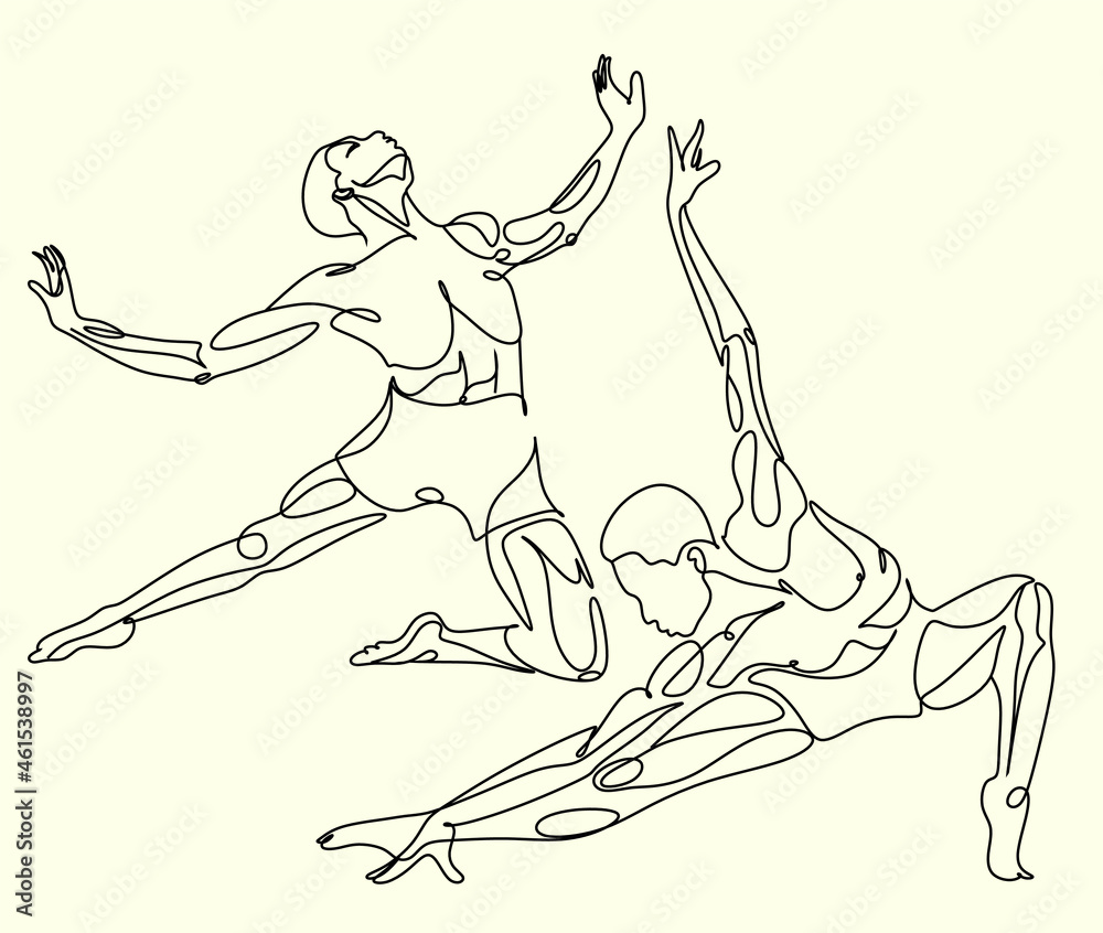 Modern ballet dancer Line art Vector. One line man dancer ballet move ...