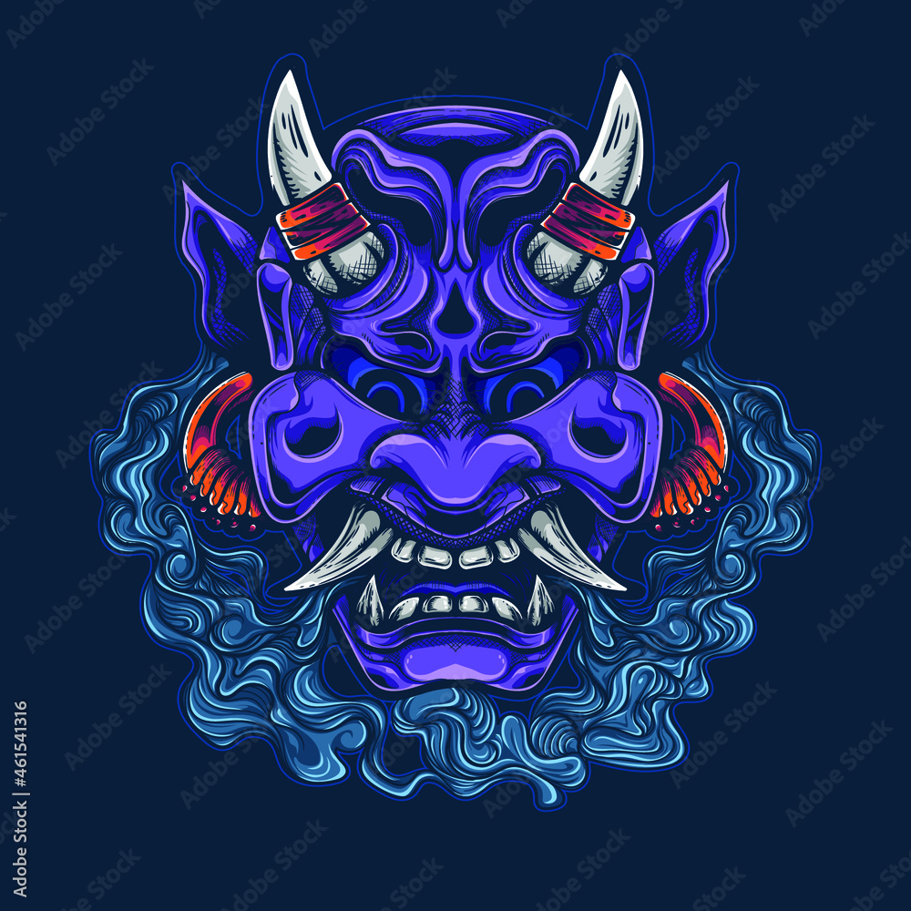blue oni mask Stock Vector | Adobe Stock