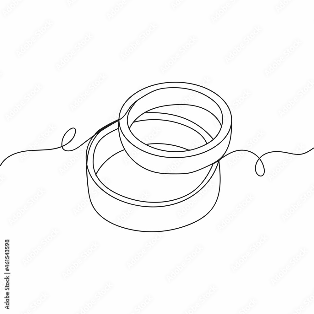 Continuous one line drawing of beautiful modern wedding rings in ...