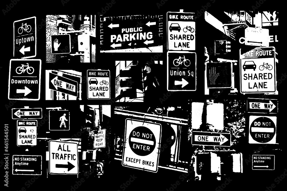 Set old road signs for transport Stock Vector | Adobe Stock