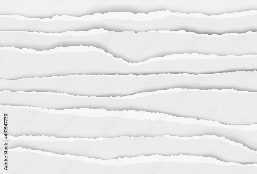 Torn paper edges, newspaper ripped page strips. Realistic ragged papers ...