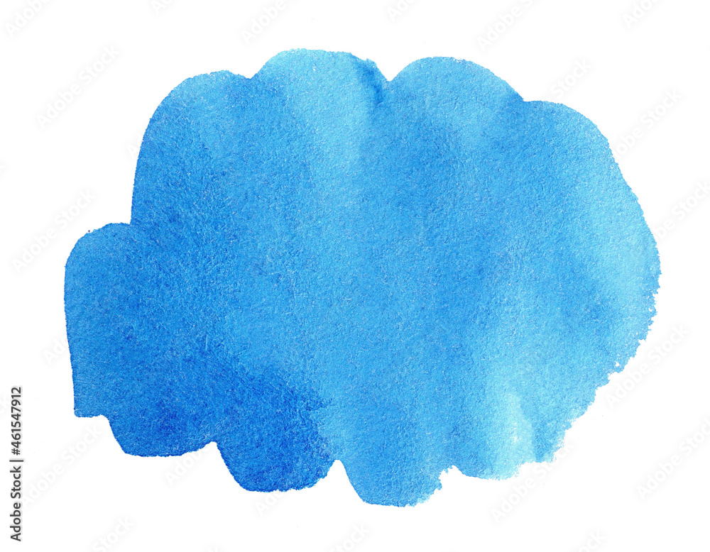 Abstract blue watercolor shape as a background isolated on white ...