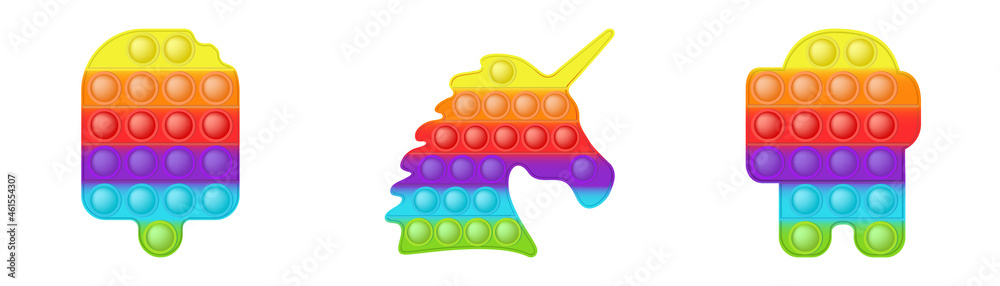 Set of forms pop it a fashionable silicon rainbow toys for fidgets ...