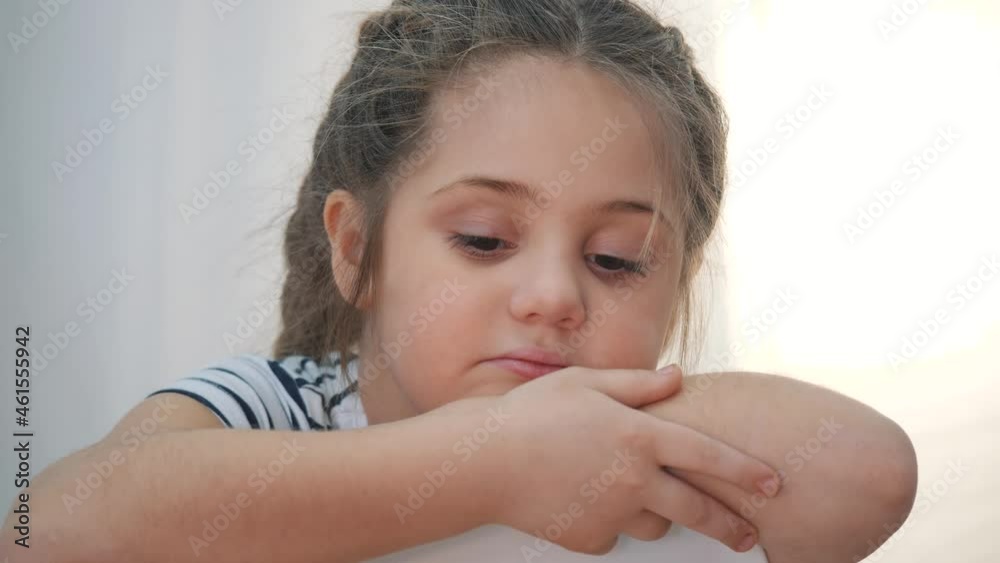 Vidéo Stock Sad little girl. Loneliness of child. Denial of domestic ...