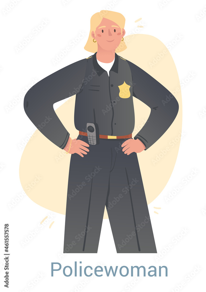 Young Policewoman. Strong female character in police uniform, with ...