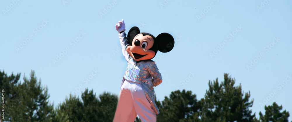 Mickey Mouse. Walt Disney character in a Disneyland parade. Disney ...