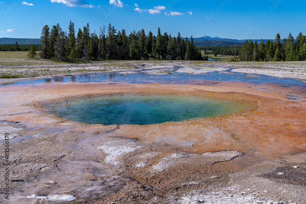 Opal Pool in the Midway Geyser Basin area of Yellowstone National Park ...