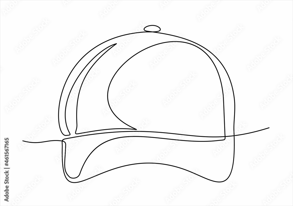 Baseball cap continuous one line drawing minimalism design isolated on ...