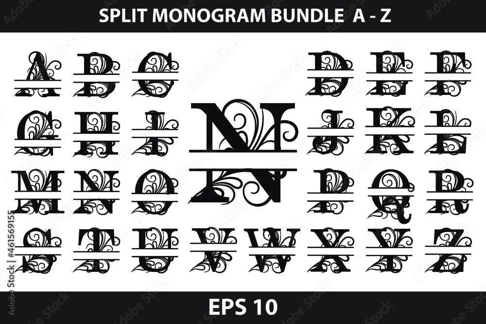 Vetor De Split Monogram Letter Set Of Letters To Create Monogram vetor-de-split-monogram-letter-set-of-letters-to-create-monogram