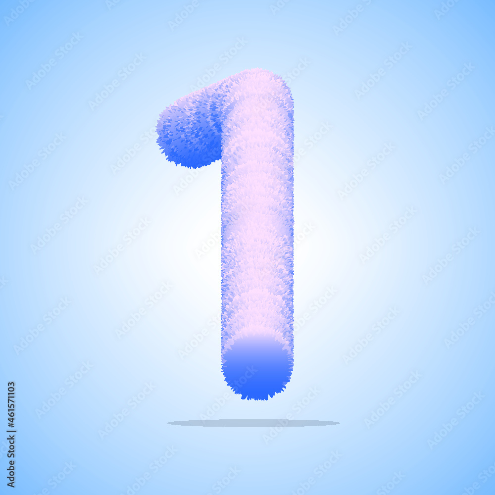 3d illustration of number, Number font 1 made of Real with Precious ...