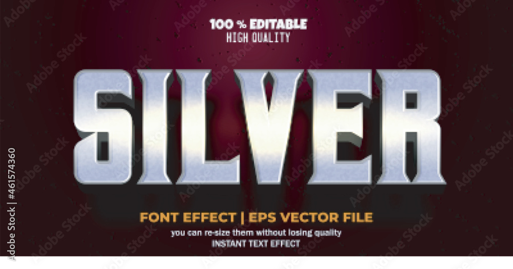 Editable font effect silver text style Stock Vector | Adobe Stock