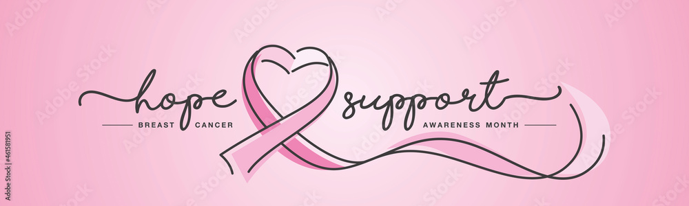 Hope support handwritten line design typography breast cancer awareness ...