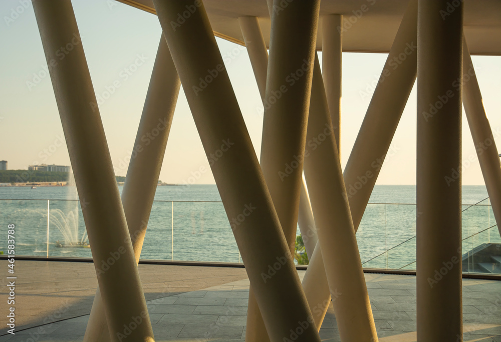 architectural composition of inclined columns in the city of Gelendzhik ...