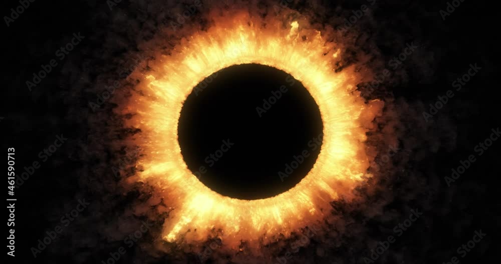 Eclipse, ring of fire effect. flame around outer edges, science or sci ...