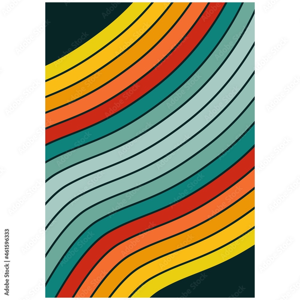 Retro vintage 70s style stripes background poster lines. 1970s Color ...