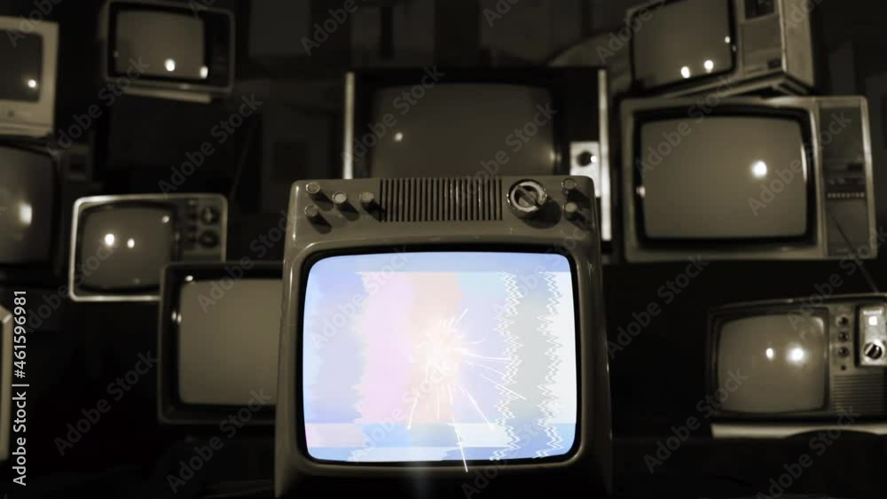 Old TV Explosion, Television Explosion, Retro Television with Blue ...