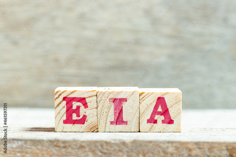 Alphabet letter block in word EIA (abbreviation of Environmental Impact ...