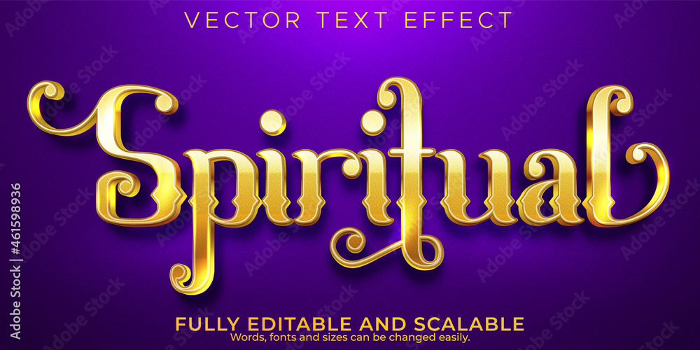 Spiritual golden text effect, editable metallic and shiny text style ...