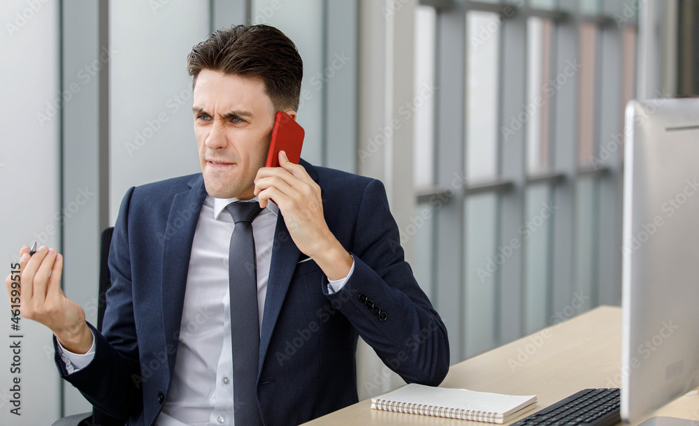 Crazy mad angry upset unhappy furious Caucasian male businessman ...