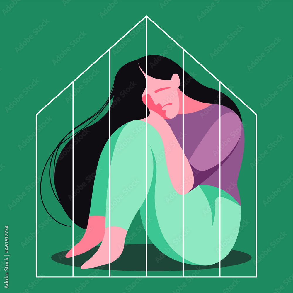 vector flat design image on the theme of domestic violence against ...
